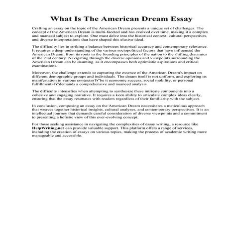 What Is The American Dream Essay. Defining the American Dream Essay ...