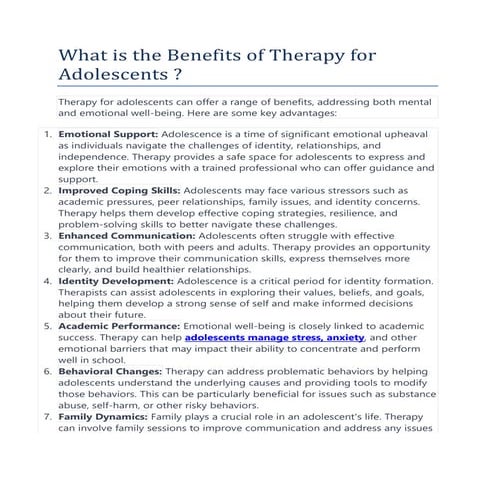 What is the Benefits of Therapy for Adolescents.docx
