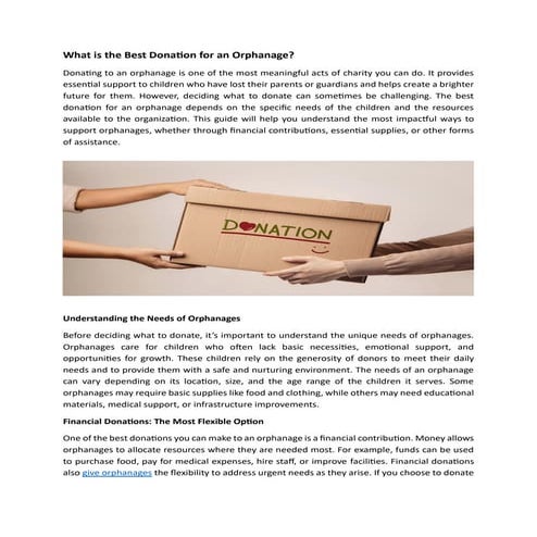 What is the best donation for an orphanage.pdf