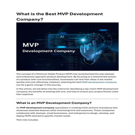 The top MVP Development Services available in India and the USA | PDF