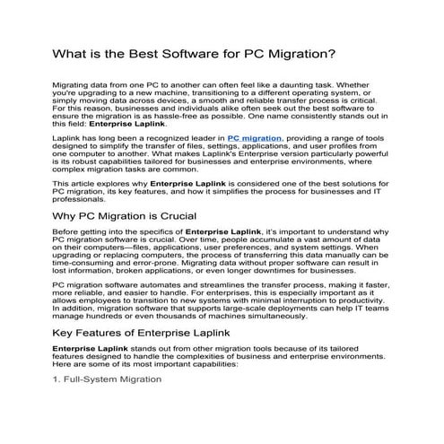 What is the Best Software for PC Migration | DOCX