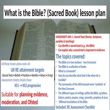 What is the Bible Sacred Book lesson plan - conforms to UK RE ...
