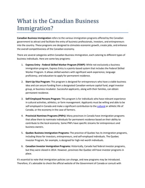 A Comprehensive Guide to Applying for Canada Immigration in 2024 | PDF