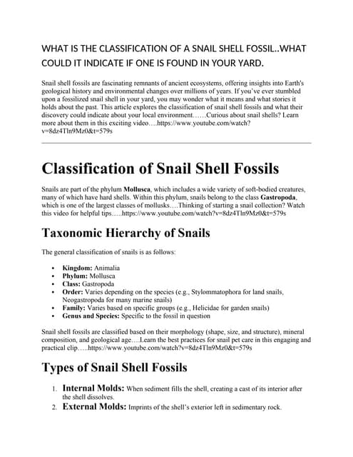 WHAT TYPES OF FOSSILS CAN BE FOUND FOR SNAILS..docx
