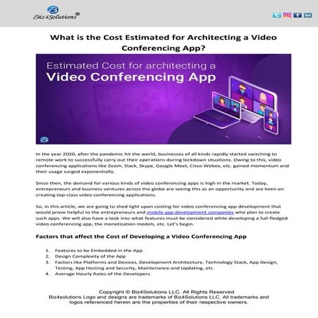 What is the Cost Estimated for Architecting a Video Conferencing App ...