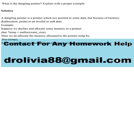 What Is The Dangling Pointer Explain With A Proper Example Solut Pdf