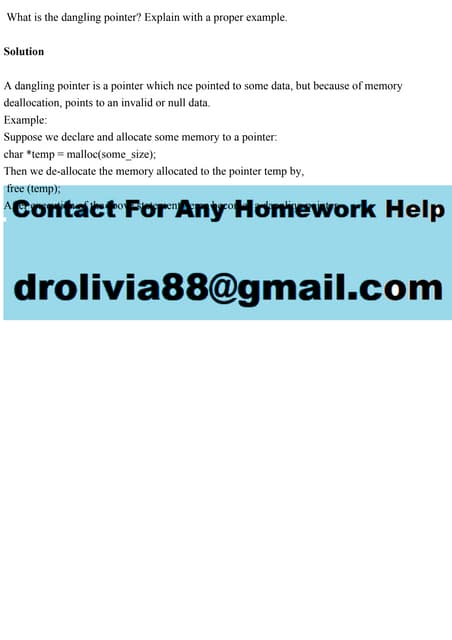 What Is The Dangling Pointer Explain With A Proper Example Solut Pdf