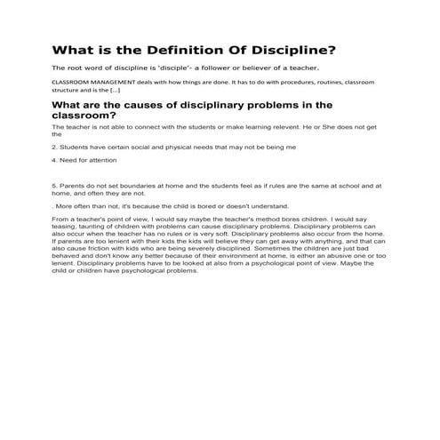 What is the definition of discipline | DOCX