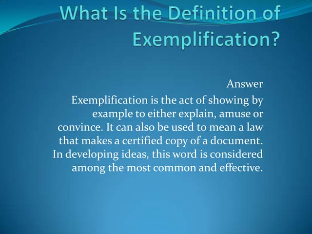 Exemplification