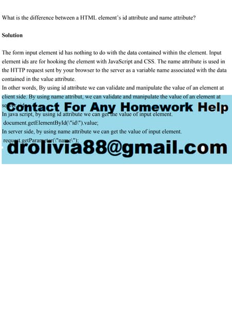 What Is The Difference Between A Html Elements Id Attribute And Nampdf