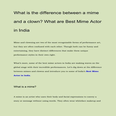 What is the difference between a mime and a clown_ What are Best Mime ...