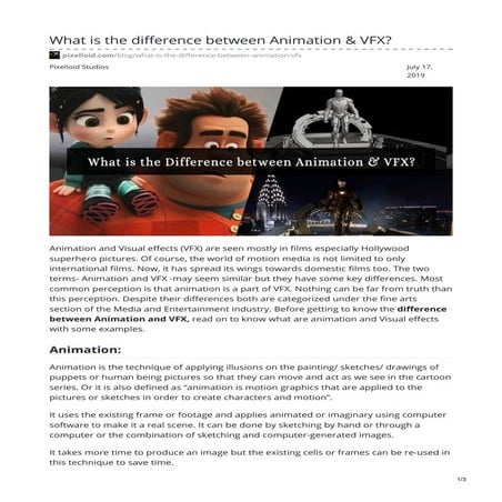 What is the difference between animation amp vfx | PDF