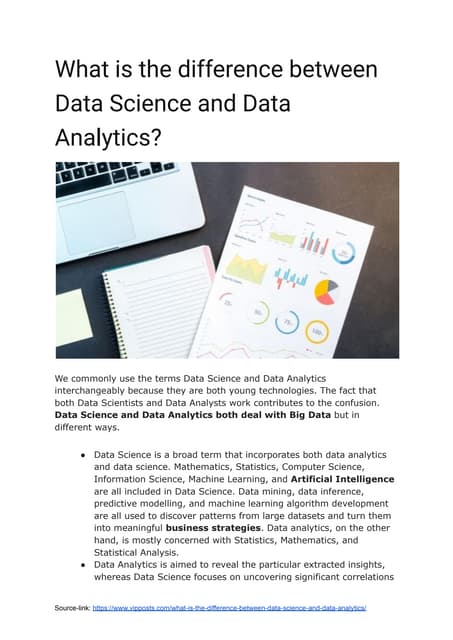 Differences between Data Science and Data Analytics | PDF