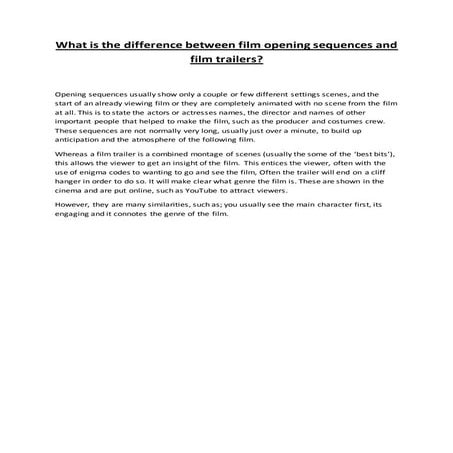 What is the difference between film opening sequences and film trailers ...