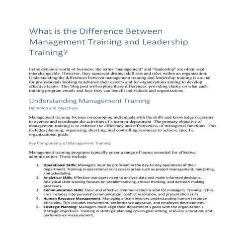 What is the Difference Between Management Training and Leadership ...