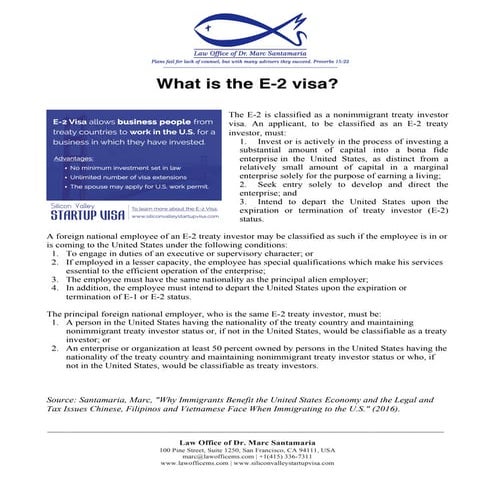 What is the E-2 visa? | PDF | Business | Business and Finance