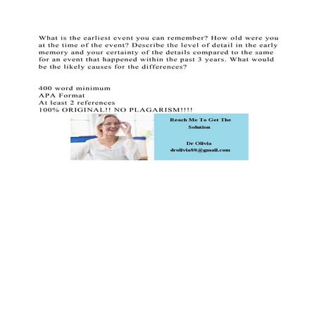 What is the earliest event you can remember How old were you at the.docx