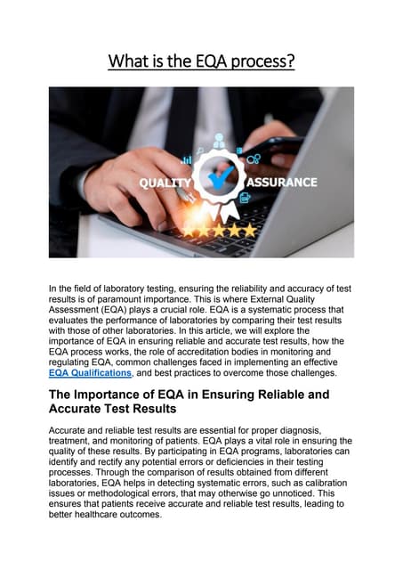 Troubleshooting Poor EQA/QC Performance in the Laboratory | PDF