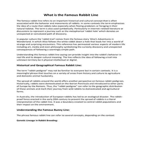 What is the Famous Rabbit Line: Geographical Famous Rabbit Line | PDF