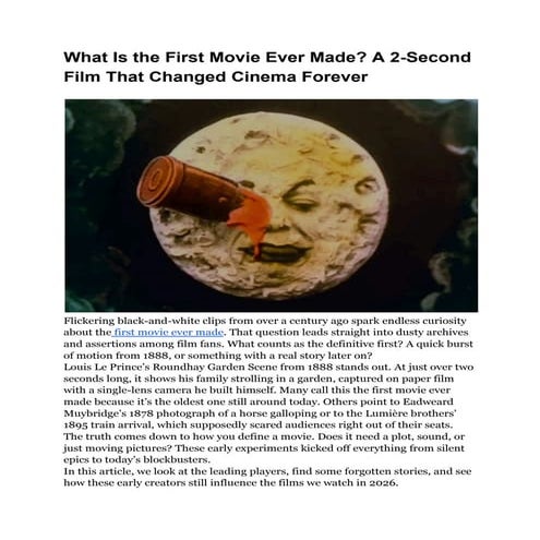 What Is the First Movie Ever Made_ A 2-Second Film That Changed Cinema ...