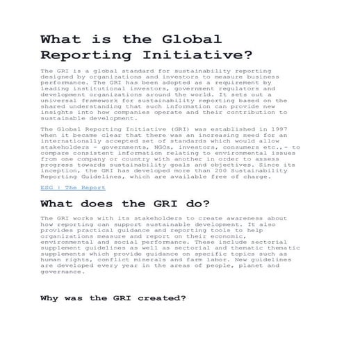 ESG Explained - Introduction | PDF