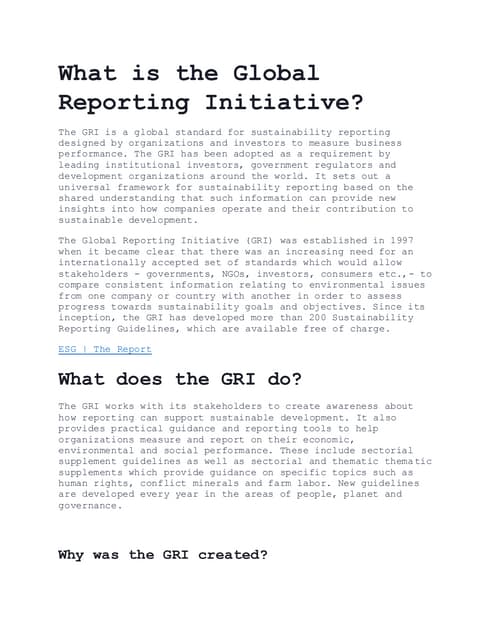 The Global Reporting Initiative Ppt