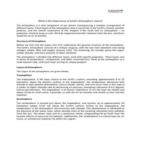 What is the Importance of Earth’s Atmosphere Layers? | PDF