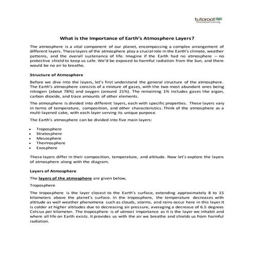 What is the Importance of Earth’s Atmosphere Layers? | PDF