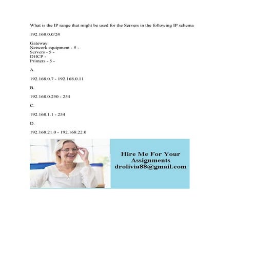 What is the IP range that might be used for the Servers in the followi.pdf