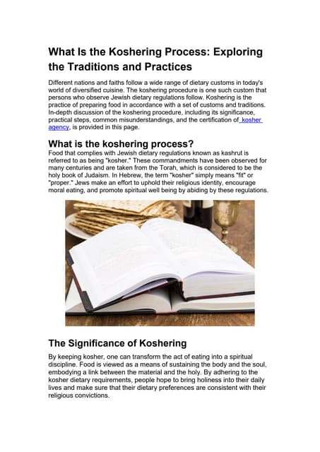 What Is Kosher? Diet, Food, and Rules | PDF