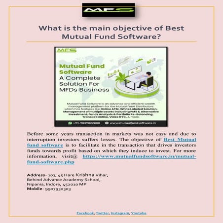 What is the main objective of Best Mutual Fund Software.pdf