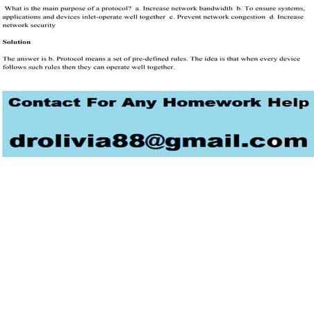 What is the main purpose of a protocol a. Increase network bandwidt.pdf