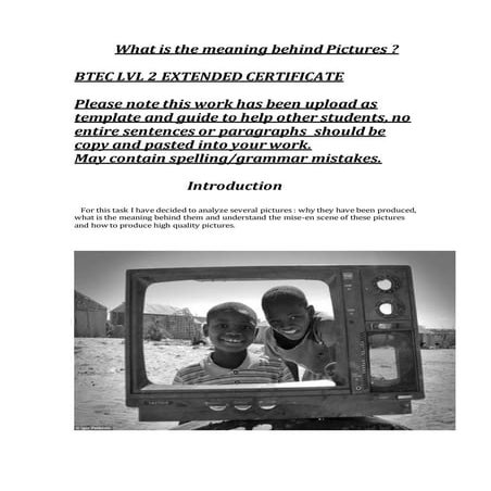 What is the meaning behind pictures | DOCX | Photography | Arts and Crafts