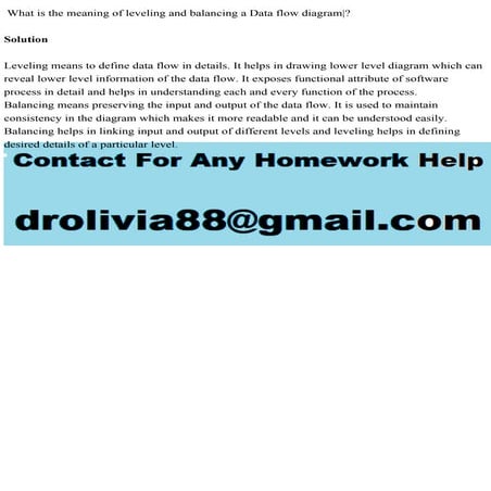 What is the meaning of leveling and balancing a Data flow diagram.pdf