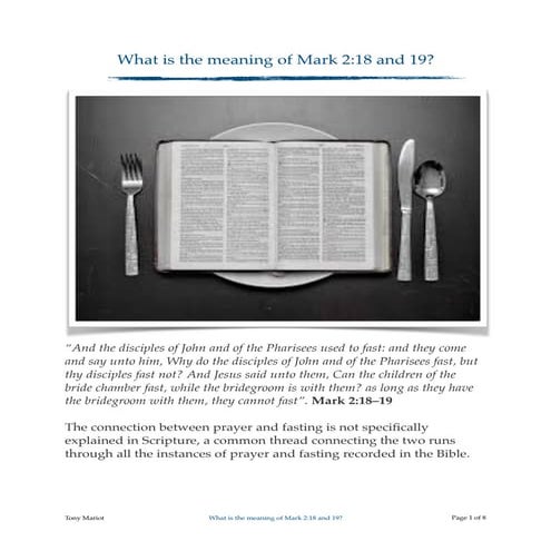 What is the meaning of Mark 2:18 and 19? | PDF