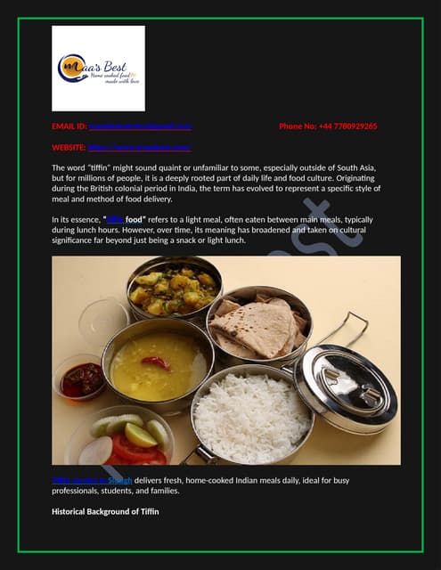 What is Tiffin - Discover the Popular Indian Meal Style.pptx