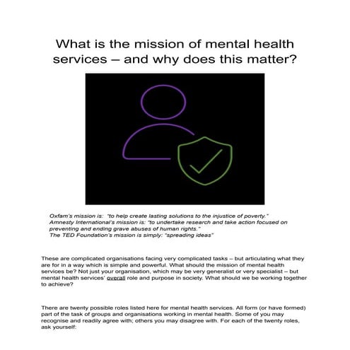 What is the mission of mental health services – and why does this ...