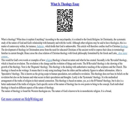 What Is Theology Essay | PDF