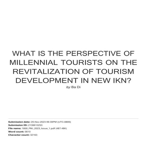 WHAT IS THE PERSPECTIVE OF MILLENNIAL TOURISTS ON THE REVITALIZATION OF ...