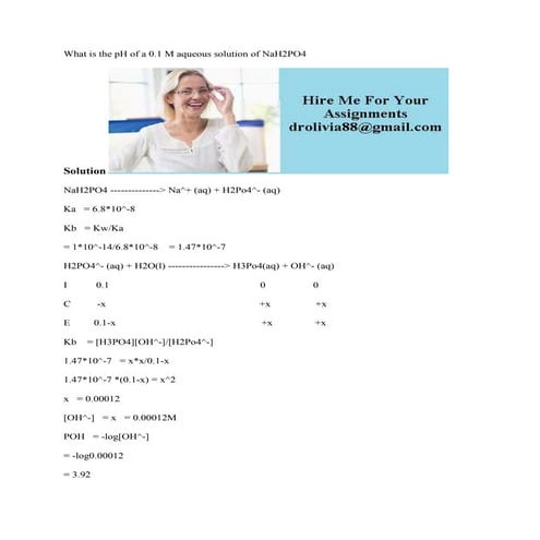 What is the pH of a 0-1 M aqueous solution of NaH2PO4SolutionNaH2PO4 -.docx