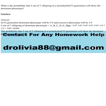 What is the probability that 5 out of 7 offspring in a monohybrid F2.pdf
