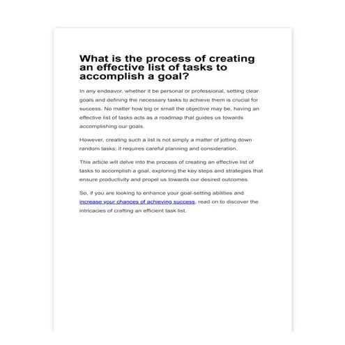 What is the process of creating an effective list of tasks to ...