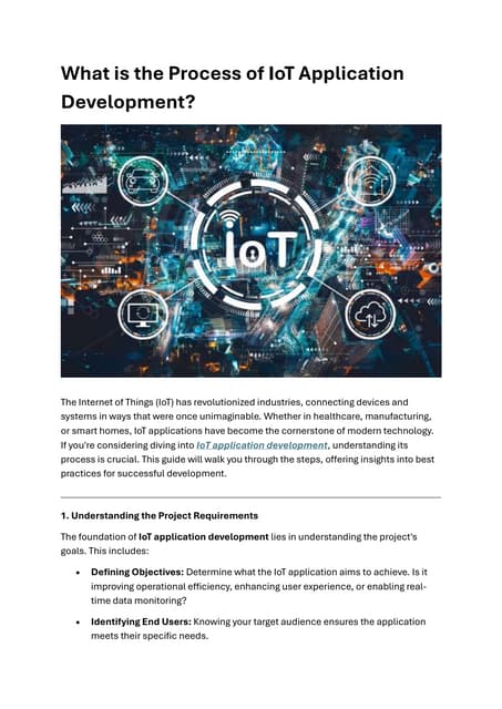 Introduction To Iot Application Development Ppt