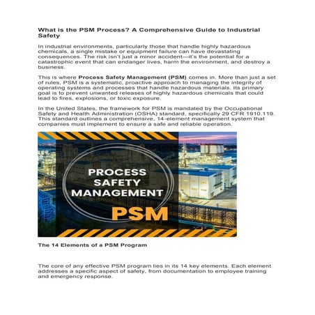 THE 14 ELEMENTS OF PROCESS SAFETY MANAGEMENT | PDF