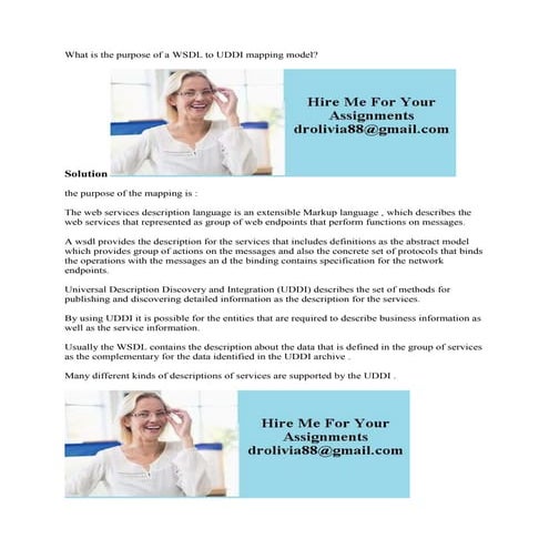 What is the purpose of a WSDL to UDDI mapping model-Solutionthe purpos.docx