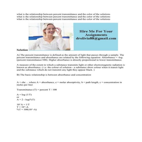 what is the relationship between percent transmittance and the color o.docx