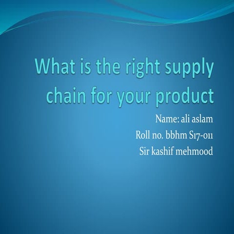 What is the right supply chain for your product .ali aslam | PPTX