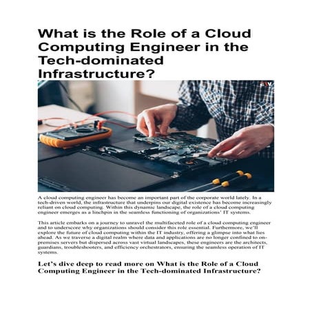 Important Role of a Cloud Computing Engineer in the Tech-dominated ...