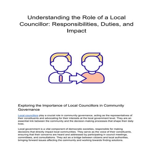 What Is The Role Of A Local Councillor | PDF