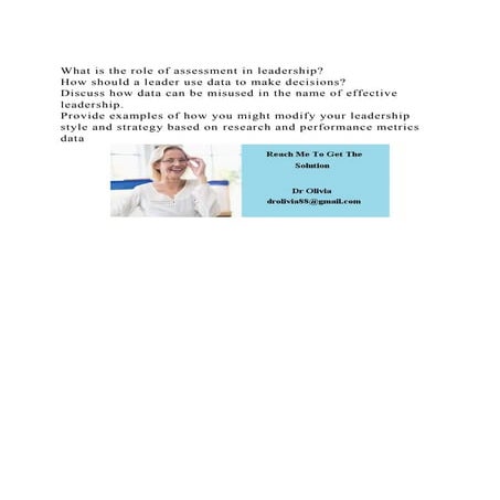 What is the role of assessment in leadershipHow should a leader.docx